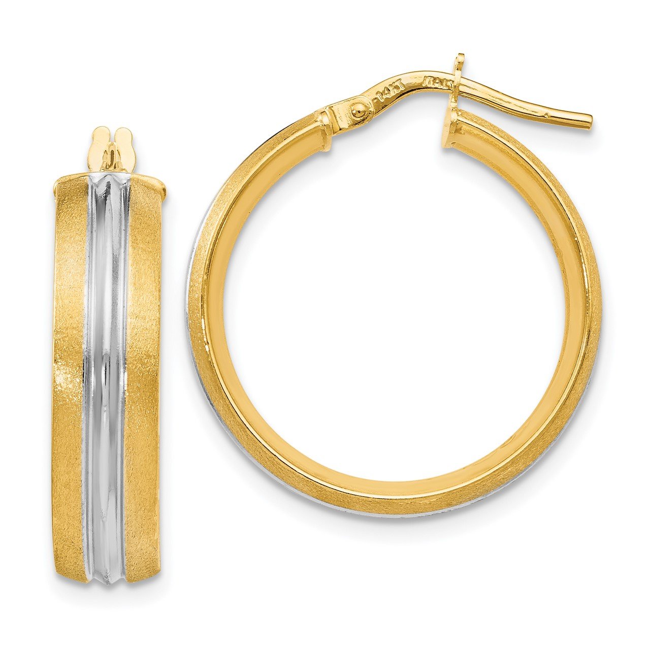 Leslie's 14K Rhodium-plated Textured Hoop Earrings | The Gold Store