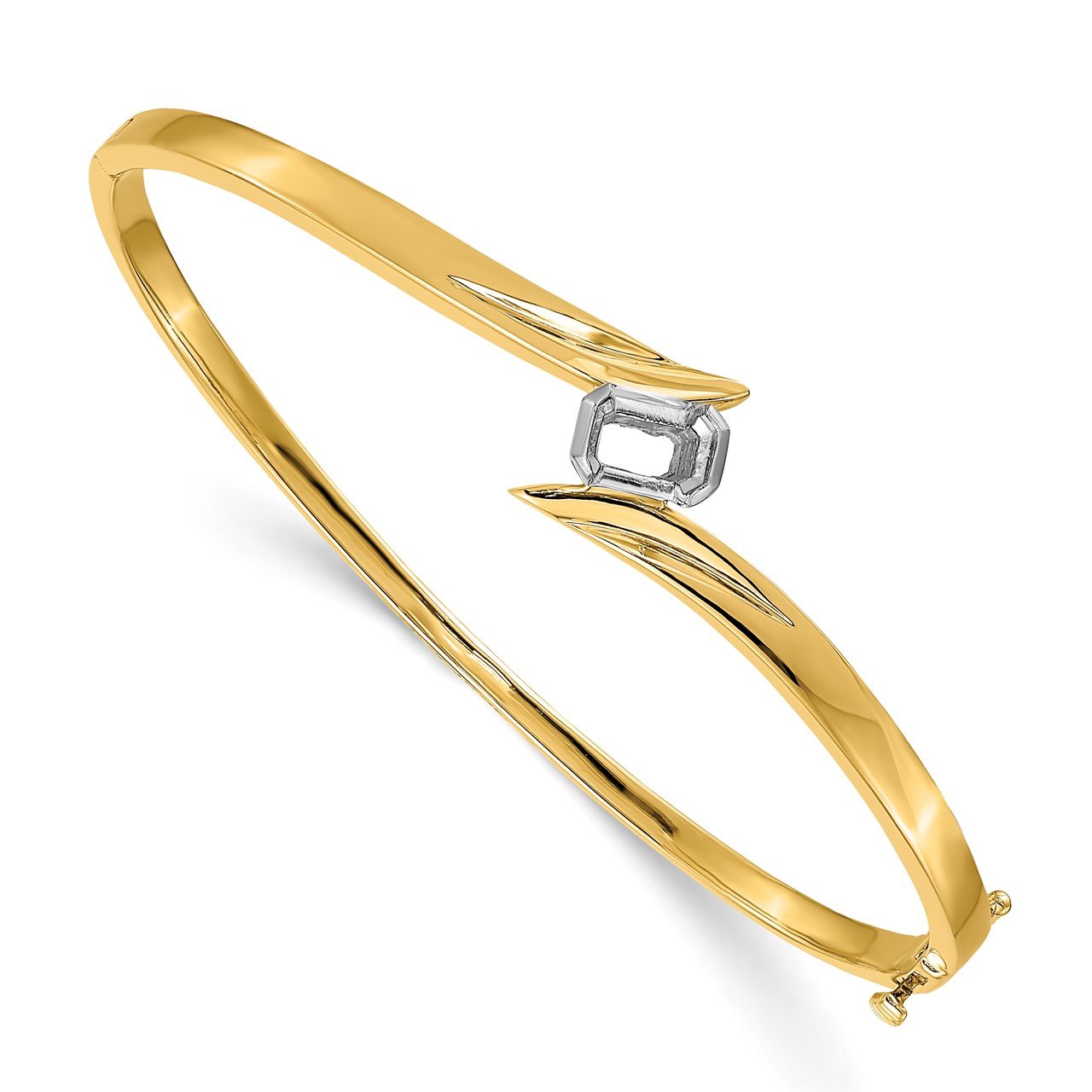 14k Two-tone Hinged Bangle Bracelet Mounting | The Gold Store