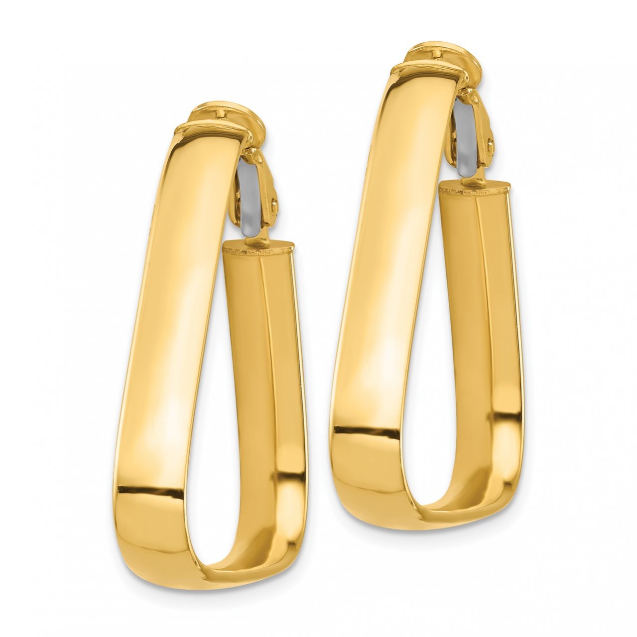 14k High Polished 5mm Omega Back Triangle Hoop Earrings | The Gold Store