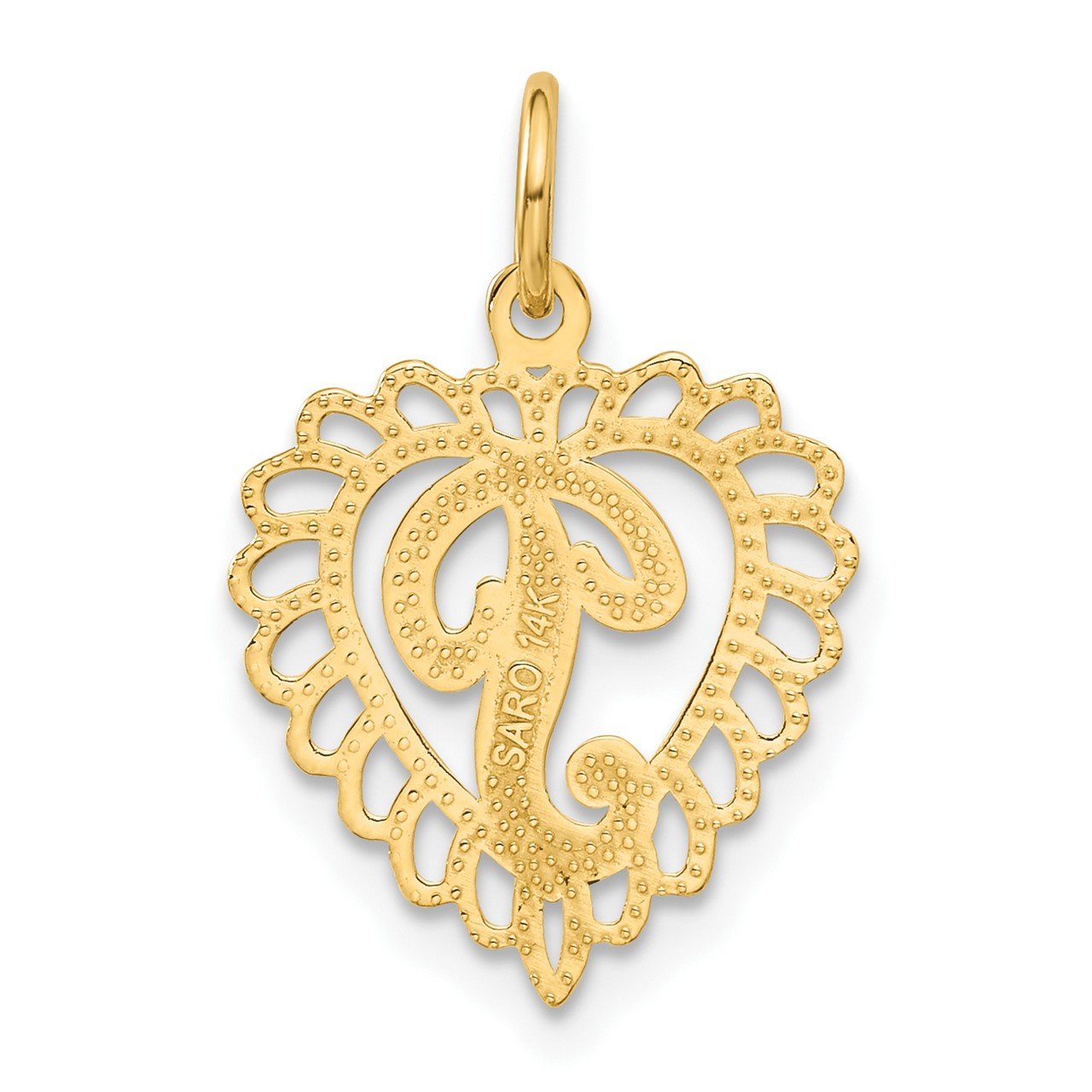 14k Heart Letter P Charm | The Gold Store