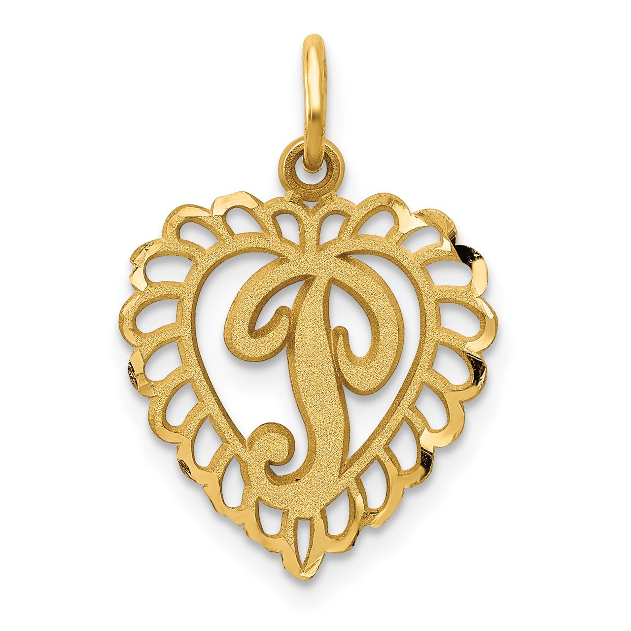 14k Heart Letter P Charm | The Gold Store