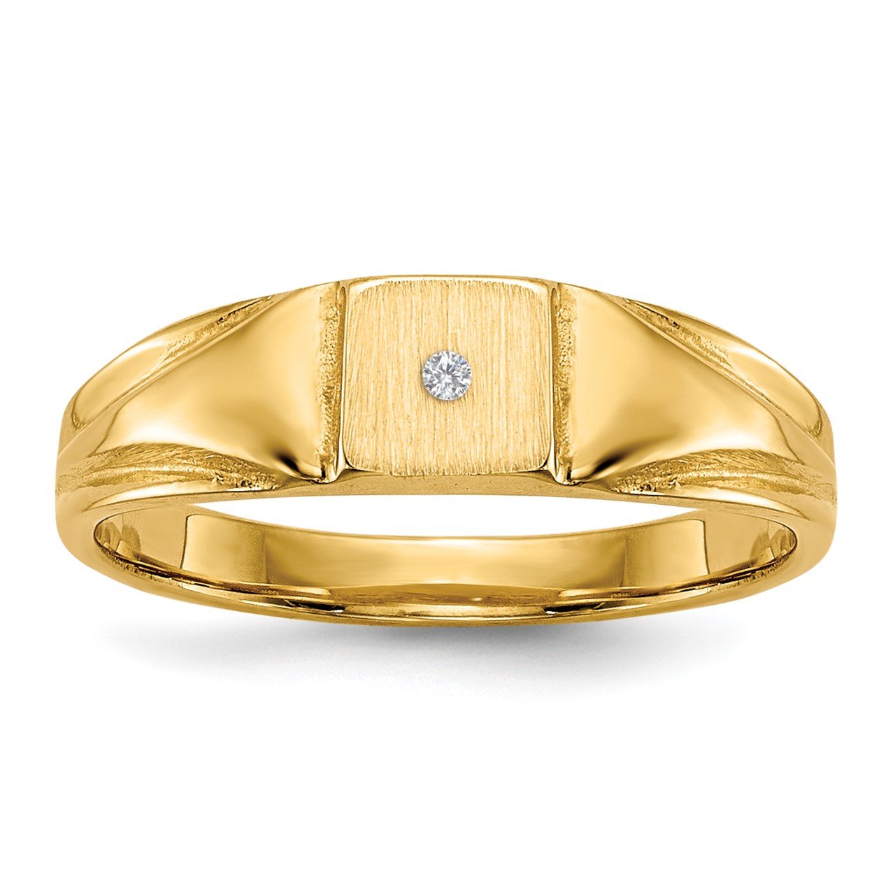 14k White Gold Child's AA Diamond Signet Ring | The Gold Store