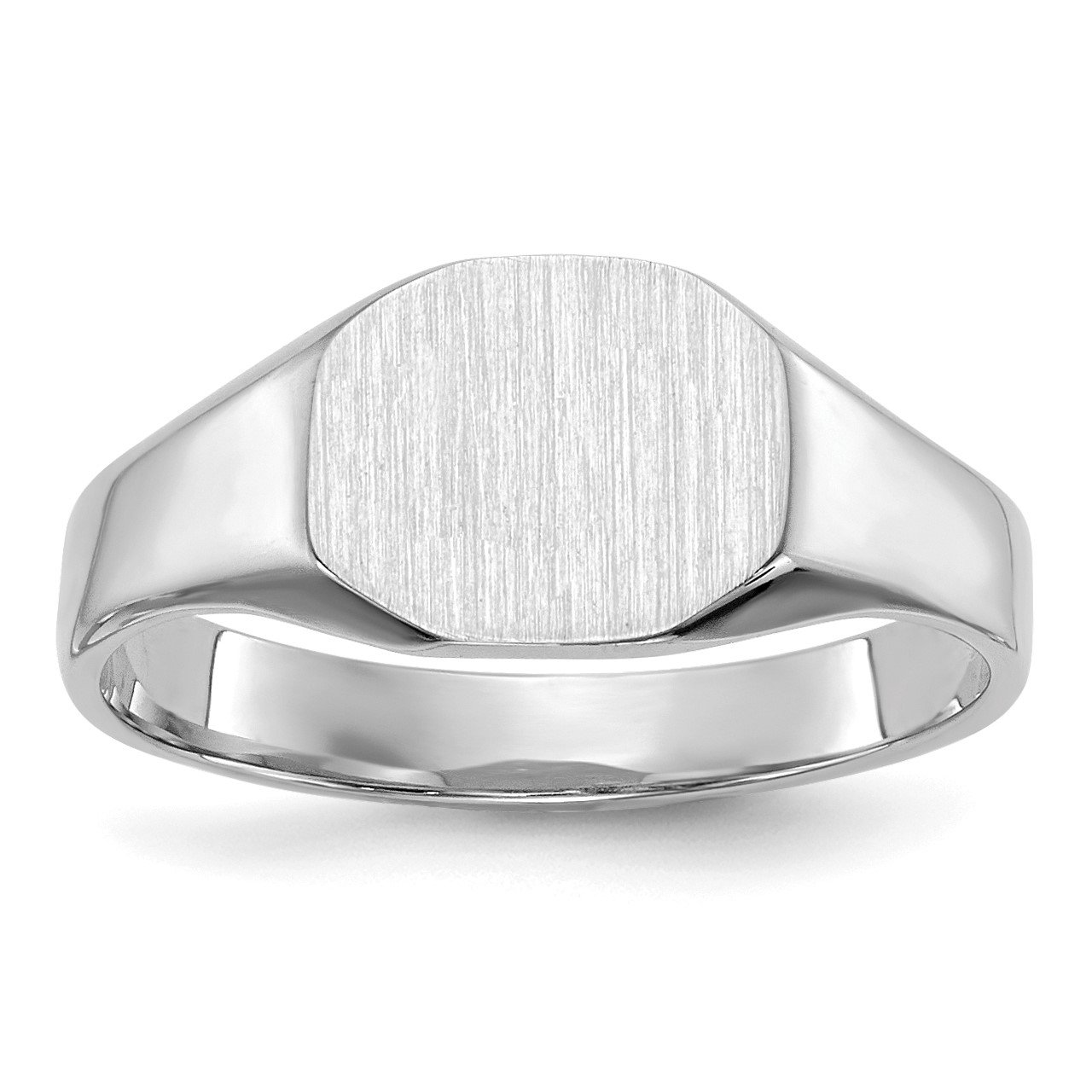 14k White Gold 8.0x6.5mm Closed Back Signet Ring | The Gold Store