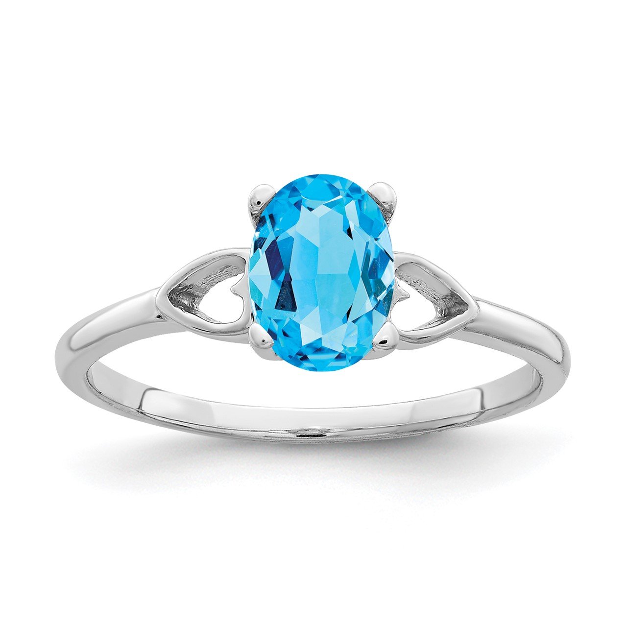 14k White Gold 7x5mm Oval Blue Topaz ring | The Gold Store