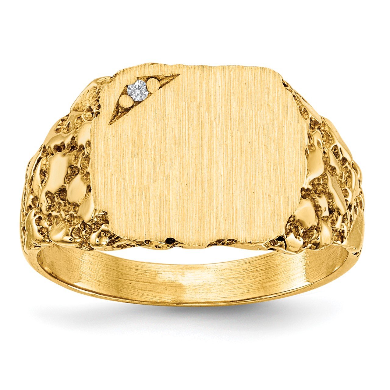 14k 10.0x11.5mm A Diamond Closed Back Signet Ring | The Gold Store
