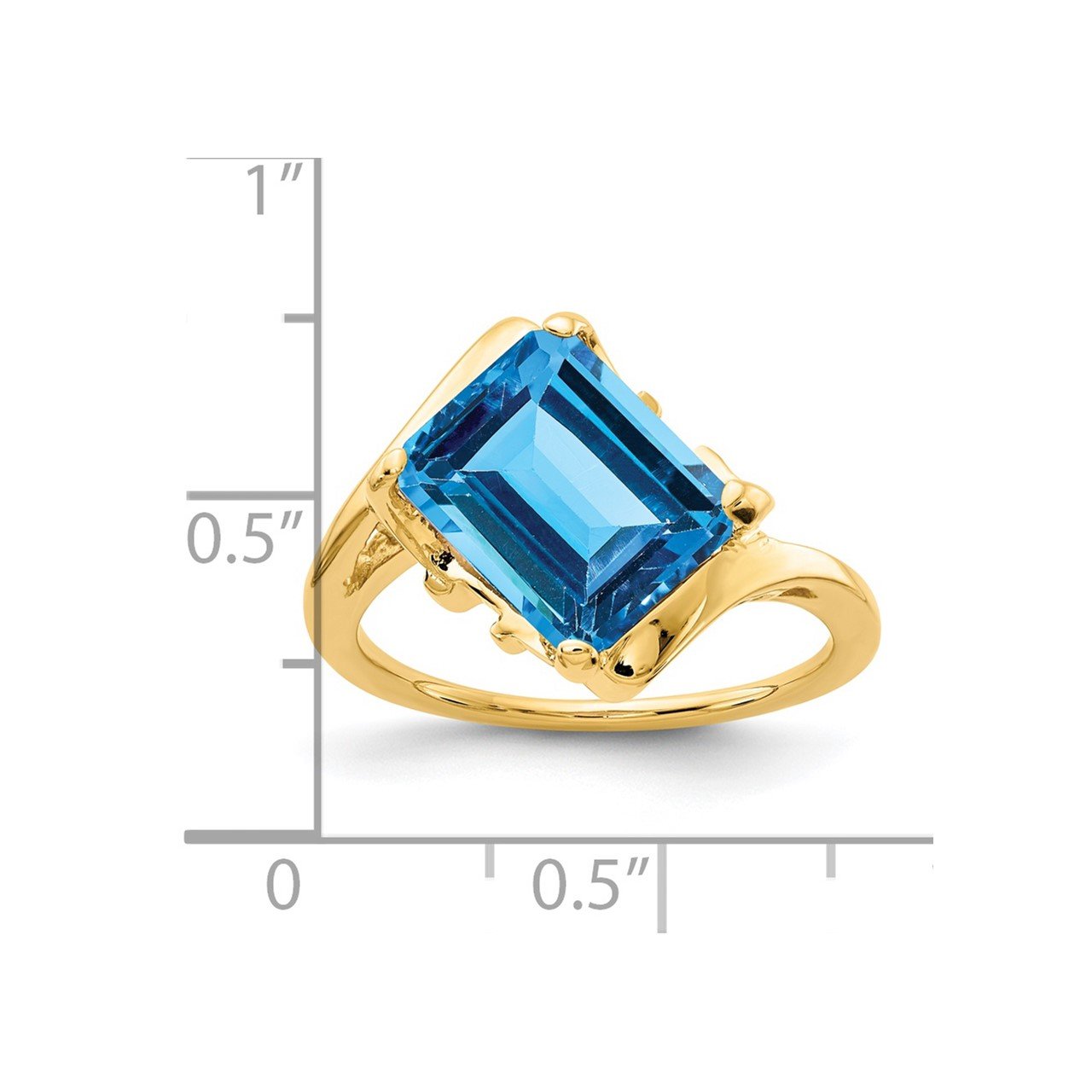 14k 10x8mm Emerald Cut Blue Topaz ring | The Gold Store